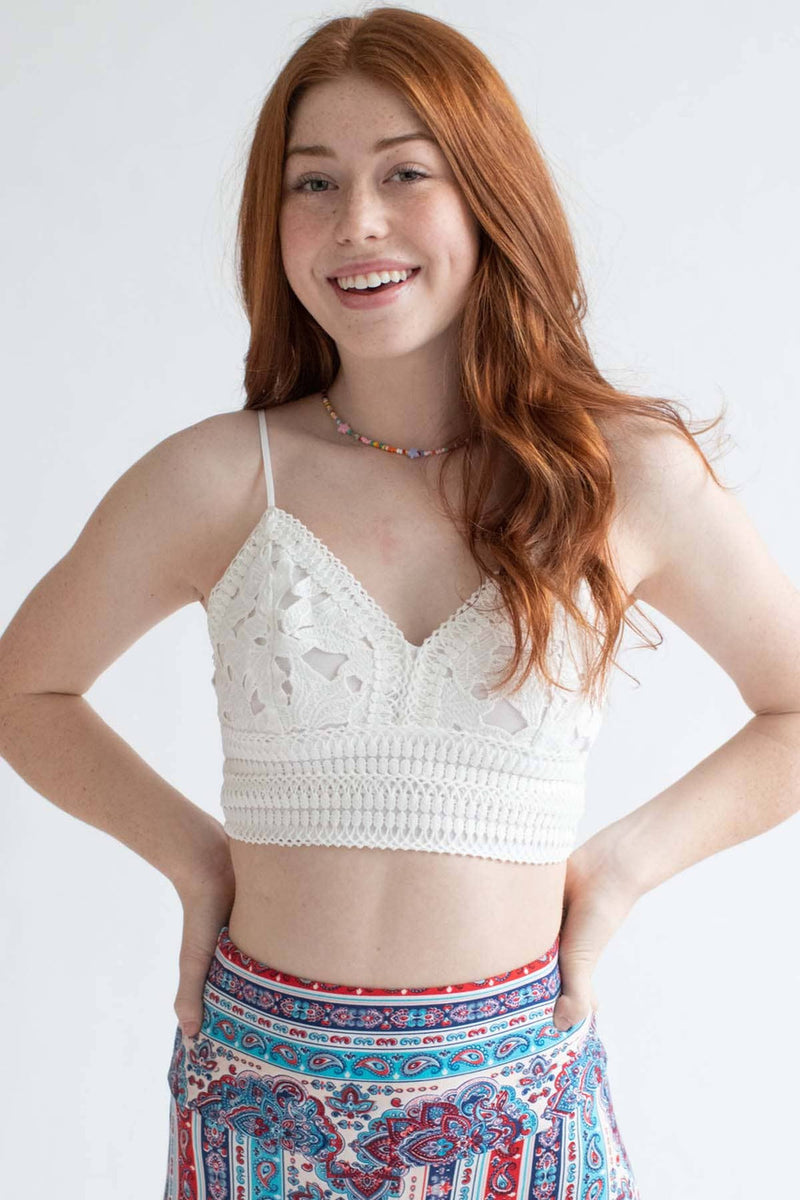 White Floral Crochet Cropped Cami – Ragstock