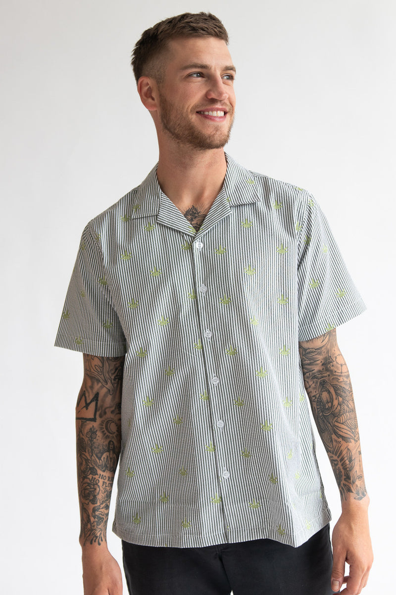 Striped Pot Leaf Button Up Shirt – Ragstock