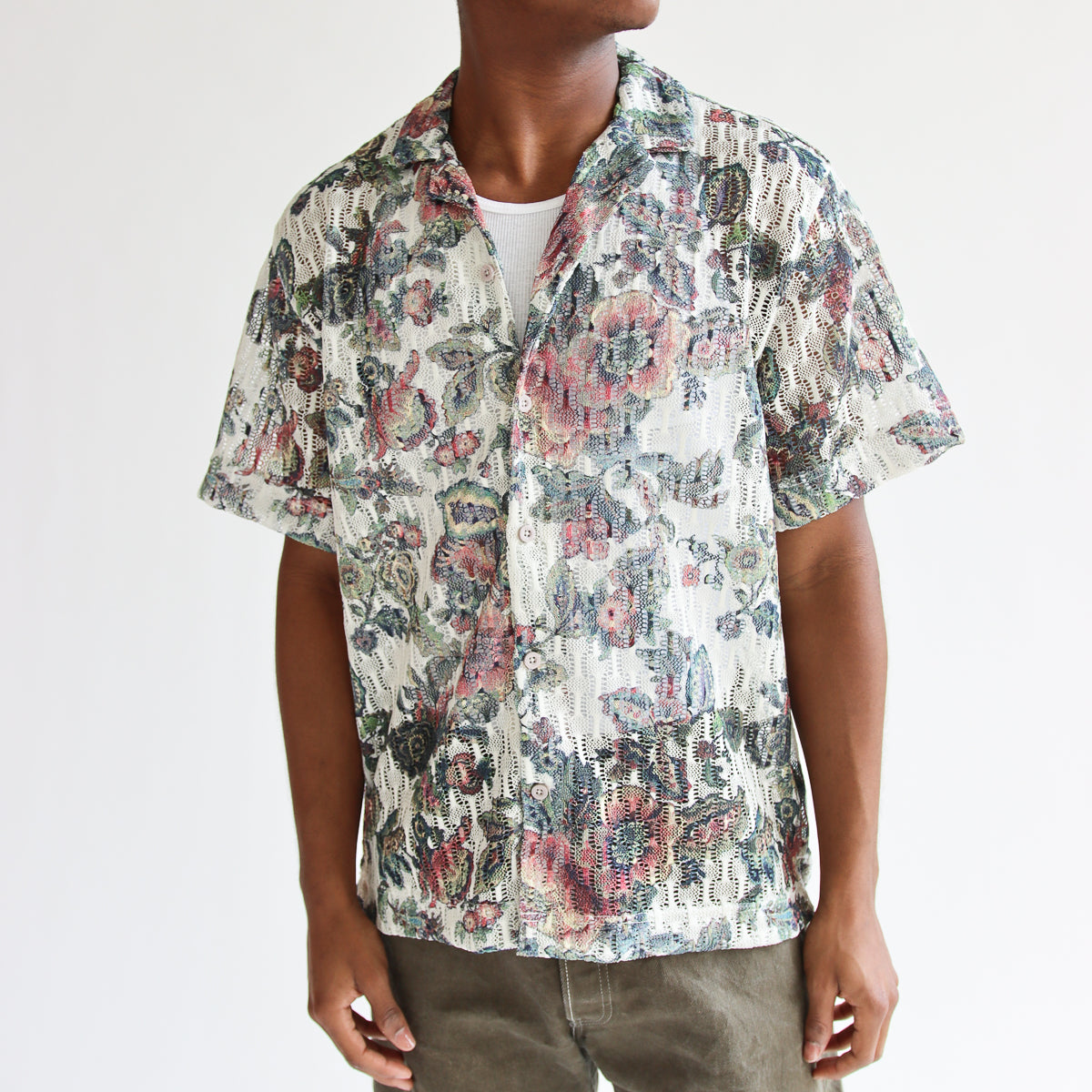 Printed Floral Open Knit Button Up Shirt – Ragstock