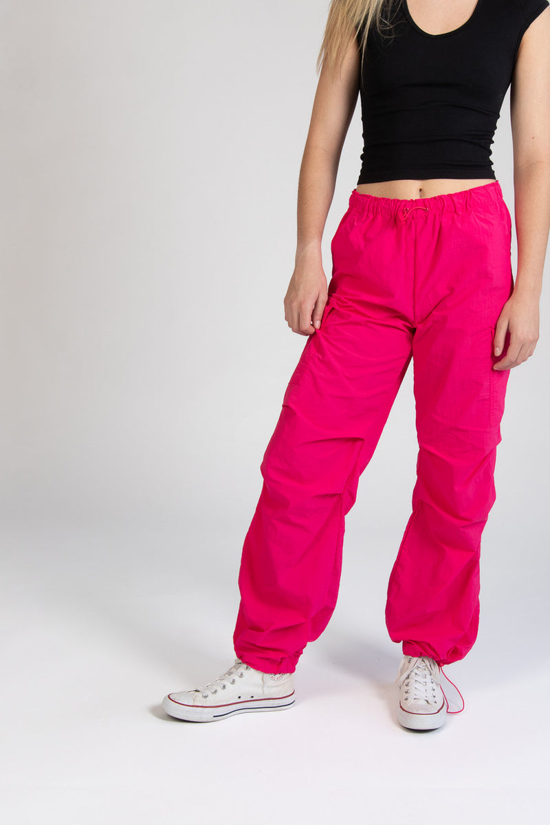 Hot Pink Drawstring Cargo Parachute Pants – Ragstock