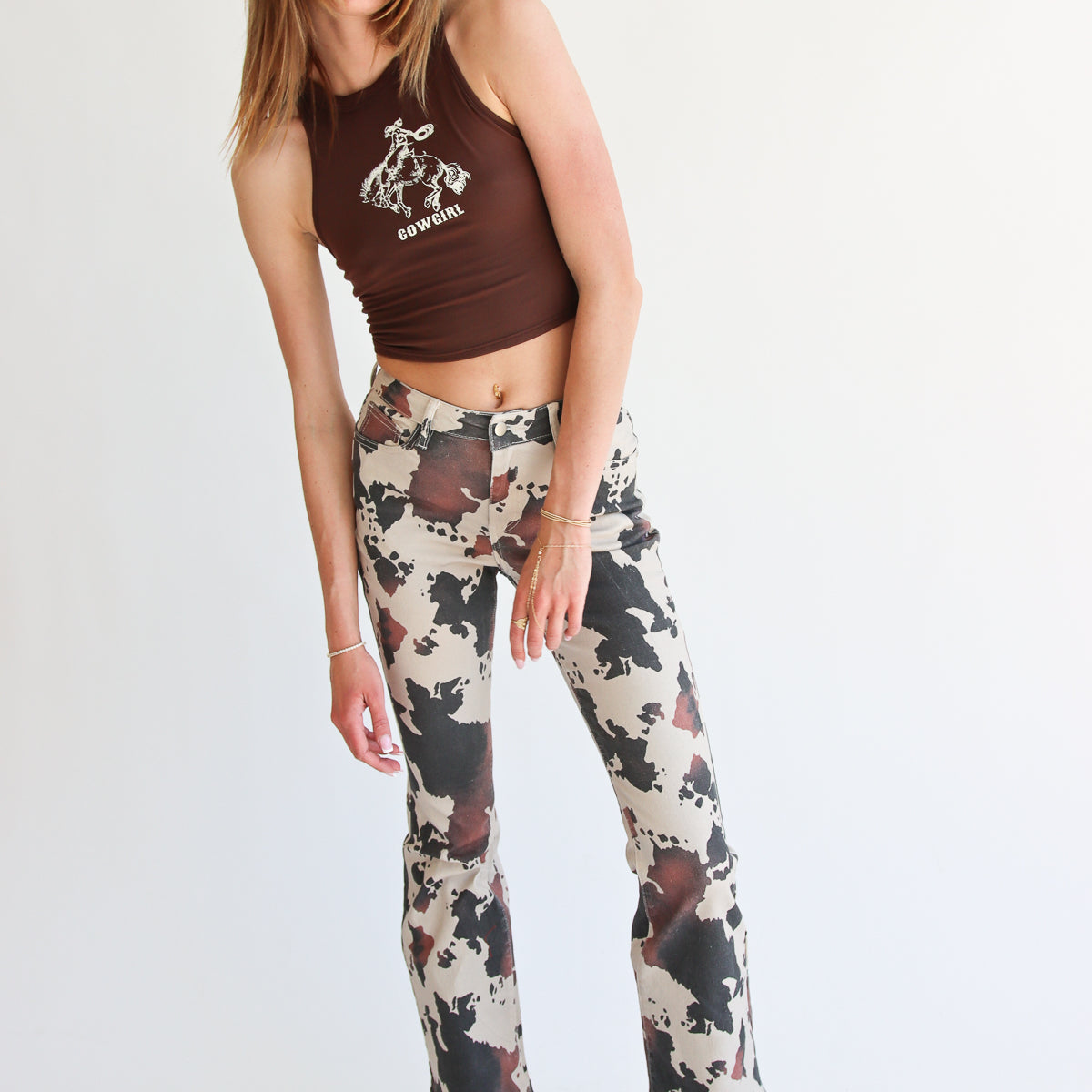 Brown Cow Print Flare Jeans – Ragstock