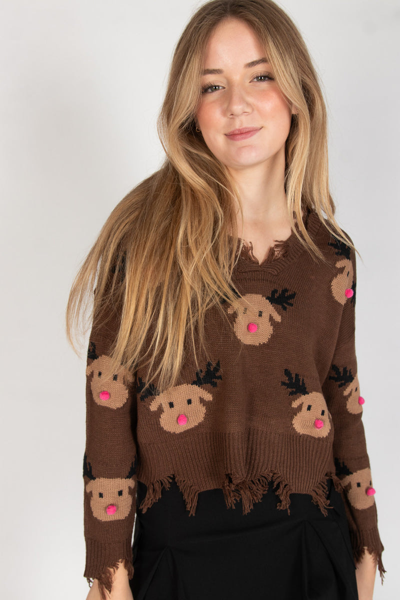 Reindeer Pals Distressed Sweater – Ragstock