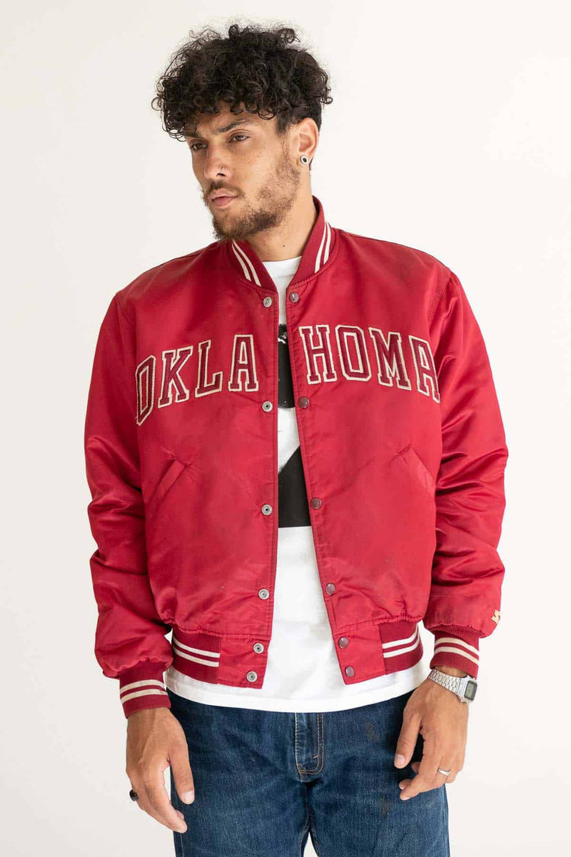 80s Cherry Red Oklahoma Satin Starter Jacket – Ragstock