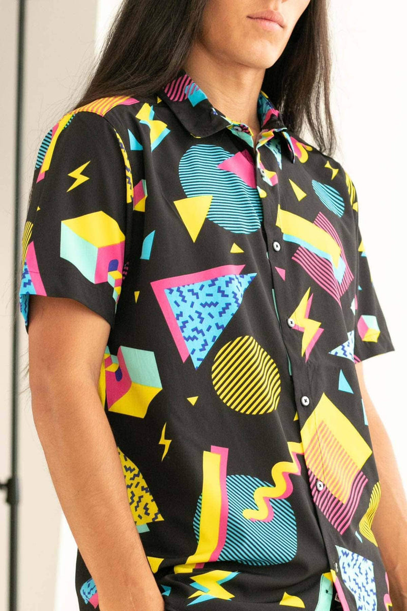 Black Geometric 80s/90s Button Up Shirt – Ragstock
