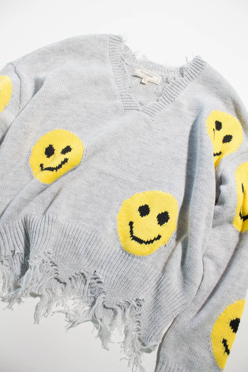 Frayed Smiley Face Sweater – Ragstock