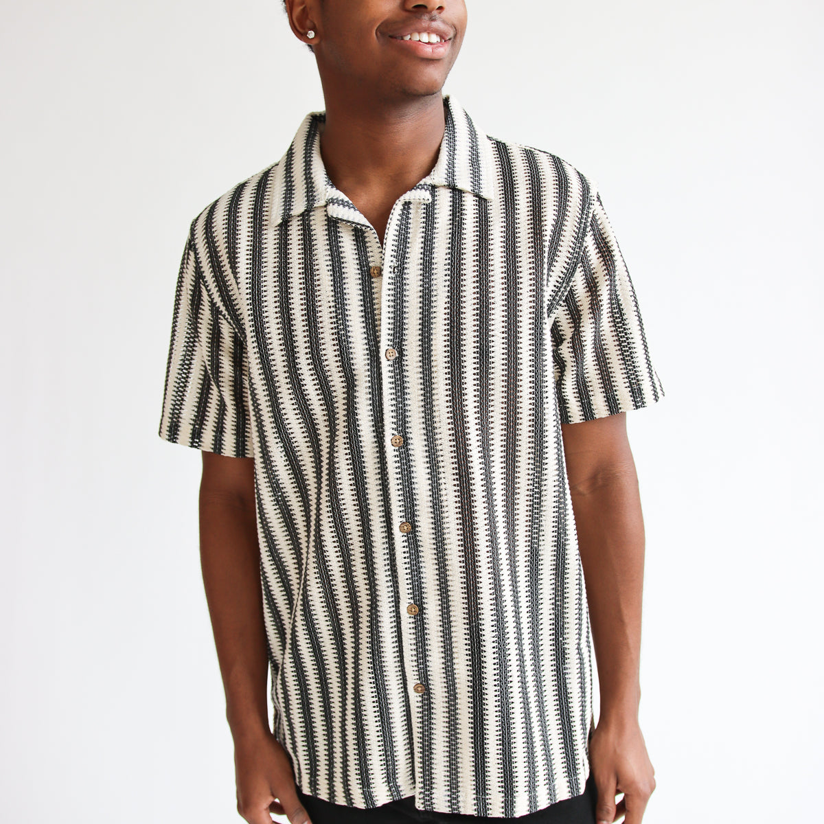 Lightweight Striped Open Knit Button Up Shirt – Ragstock