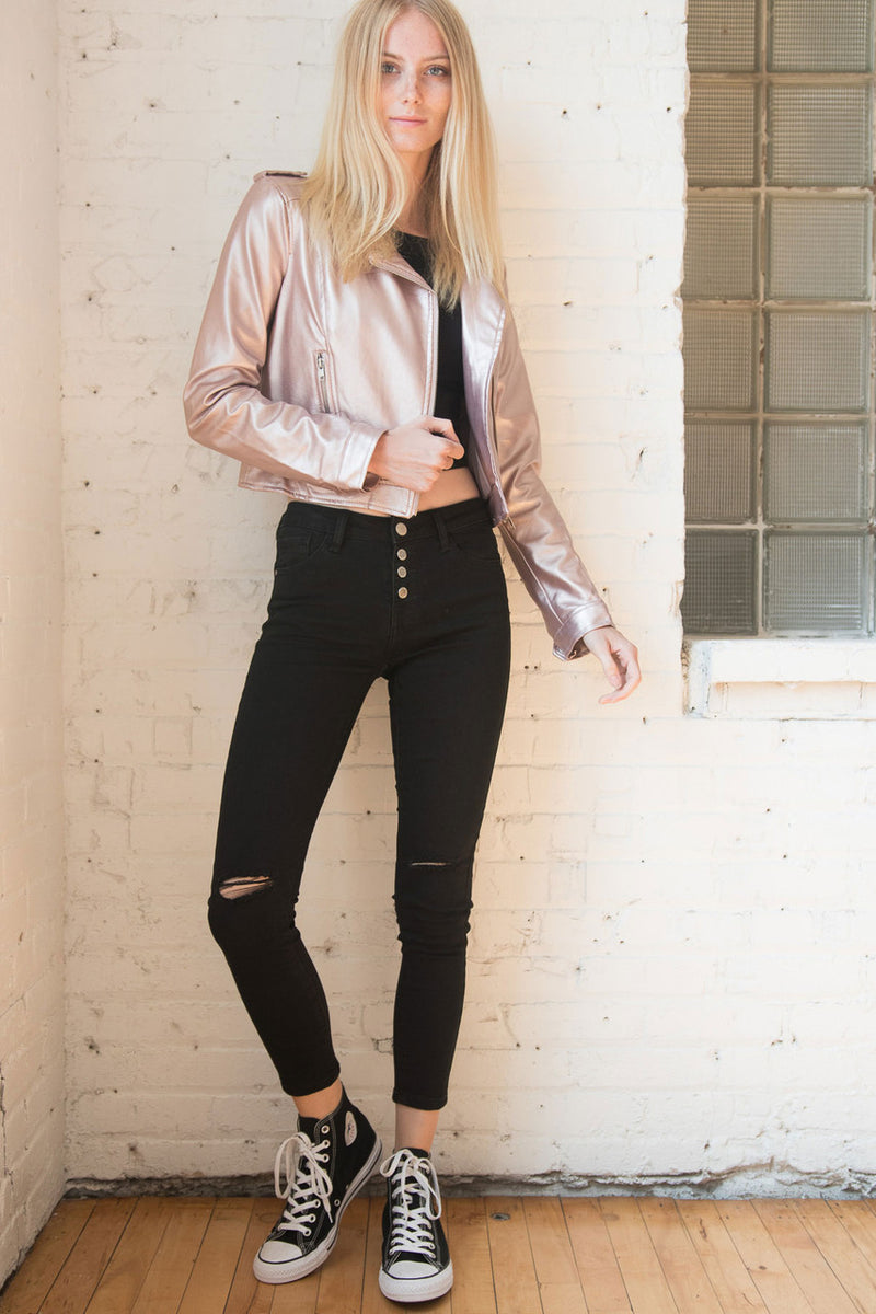 Metallic Motorcycle Jacket – Ragstock