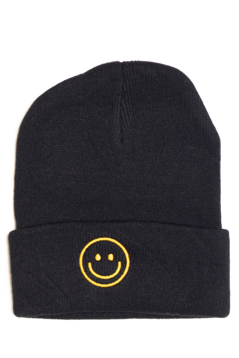 Black Smiley Face Beanie – Ragstock