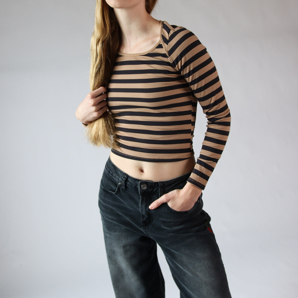Striped Envelope Neck Long Sleeve Top – Ragstock