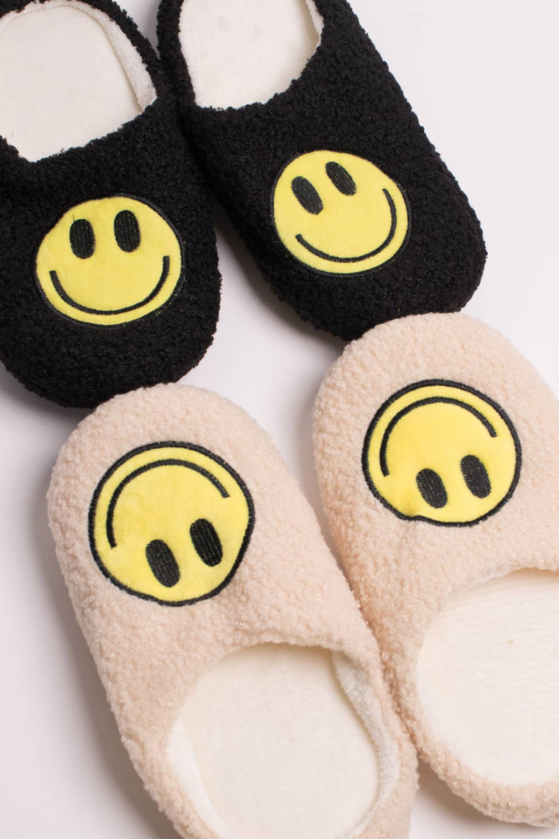 Black Smiley Face Slippers – Ragstock