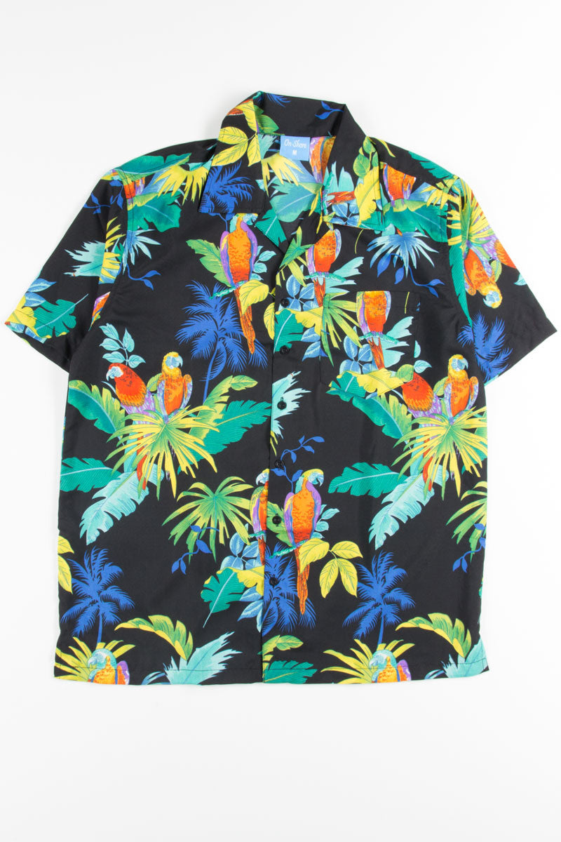Black Contrast Colored Parrots Hawaiian Shirt – Ragstock