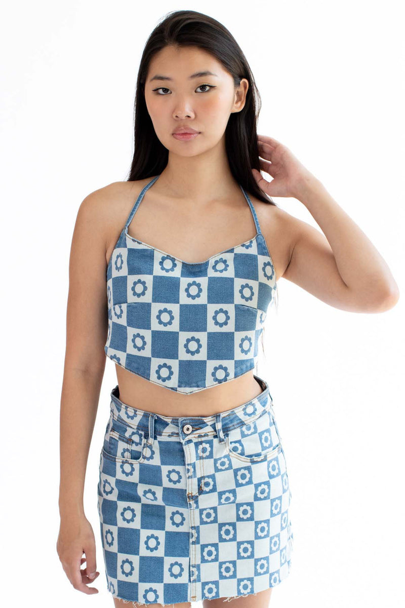 Dark Daisy Denim Halter Top – Ragstock