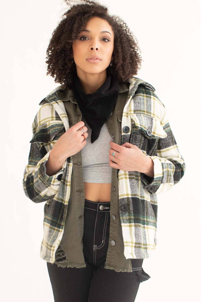 Green Tone Plaid Flannel Lined Shacket – Ragstock
