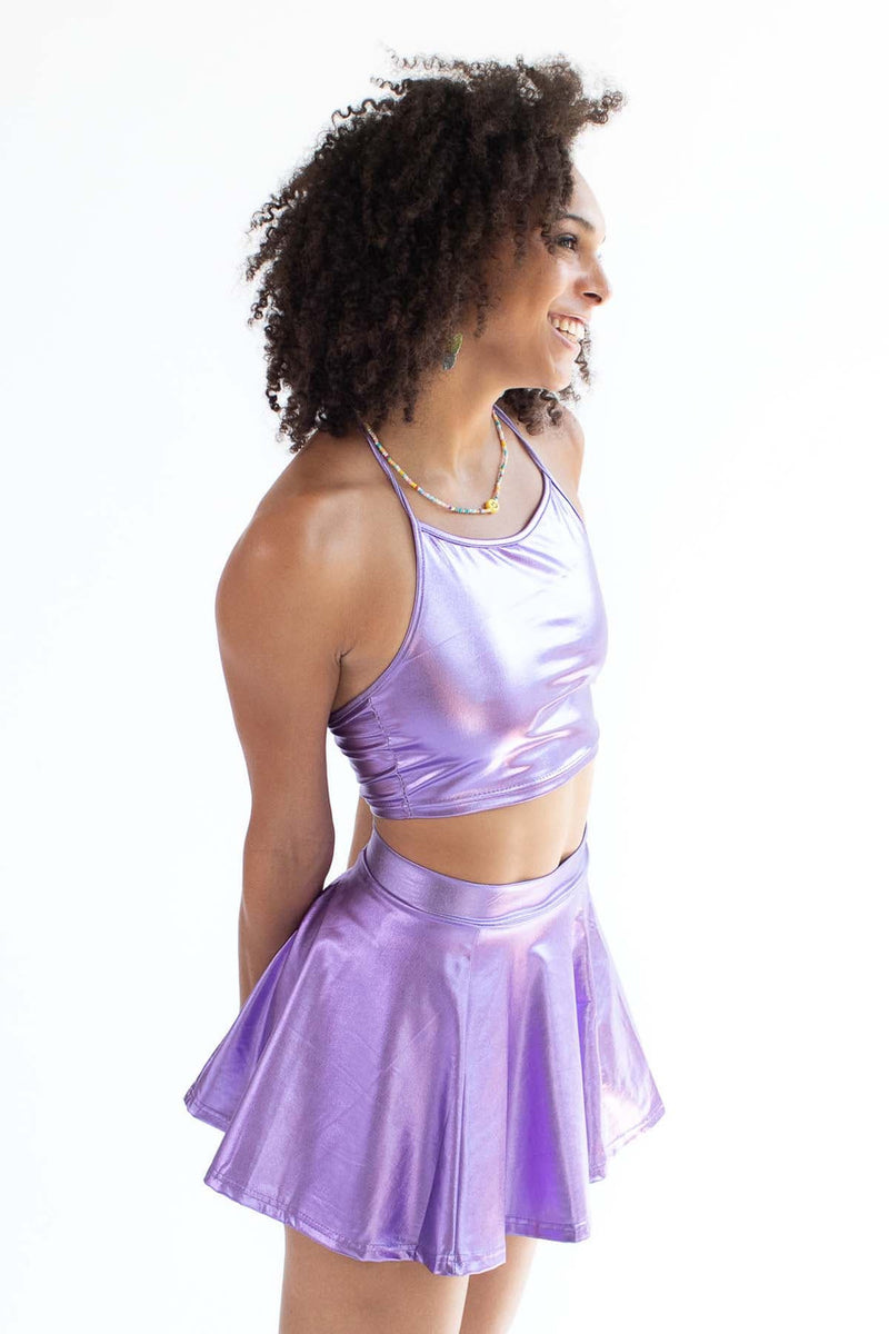 Lavender Metallic Halter Crop top – Ragstock