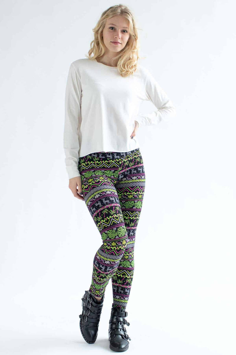 Neon Tropical Christmas Fair Isle High Waisted Leggings – Ragstock