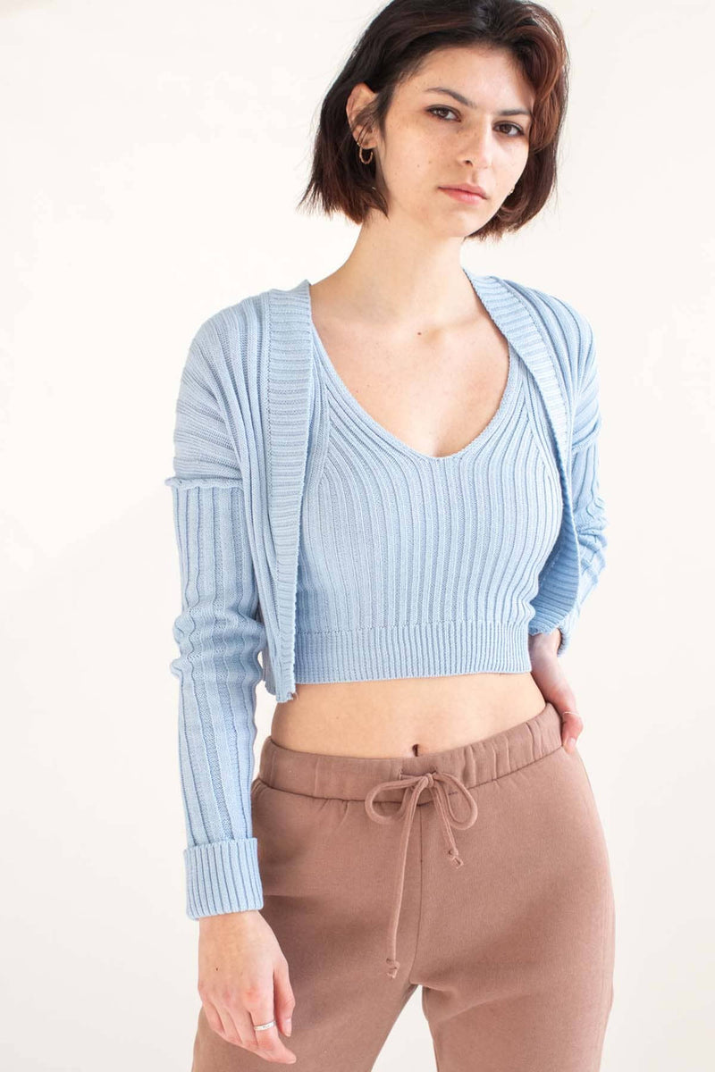 Sky Blue Ribbed Cardigan & Tank Set – Ragstock
