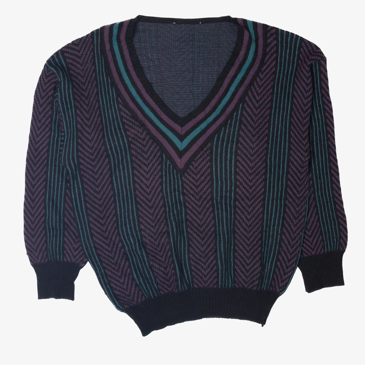 Vintage V-Neck Striped 80s Sweater (1980s) – Ragstock
