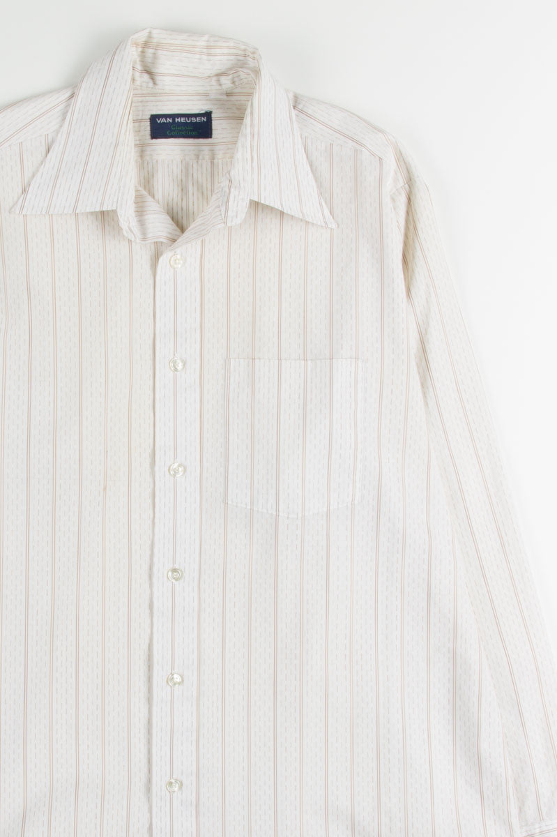 Beige & Rust Striped Button Up Shirt 1 – Ragstock