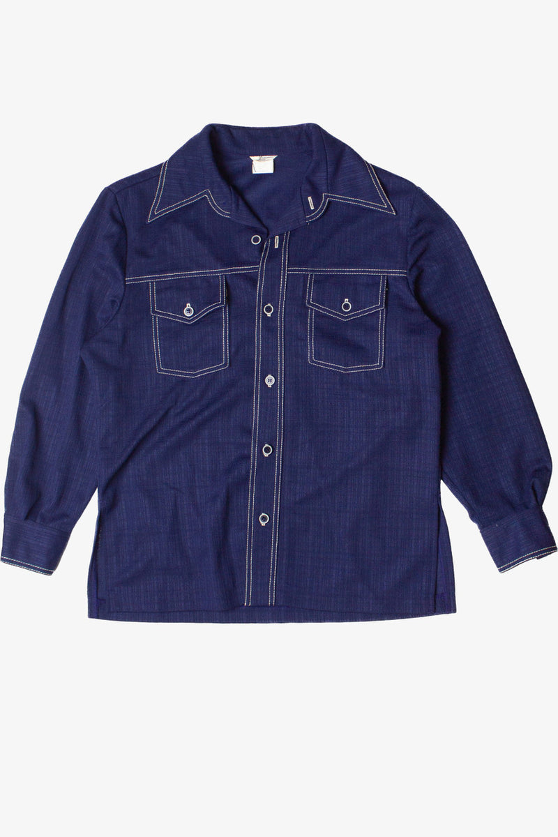 Vintage Topstitch Polyester Button Up Shirt (1970s) – Ragstock