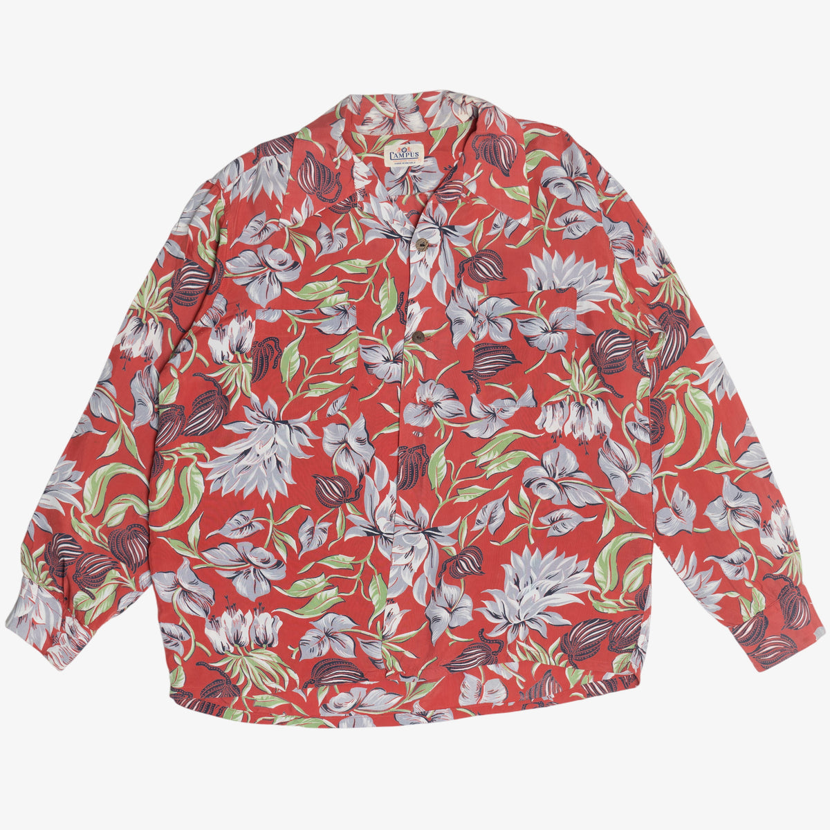 Rare Vintage Hawaiian Long Sleeve Shirt With Loop Collar And Double Po ...