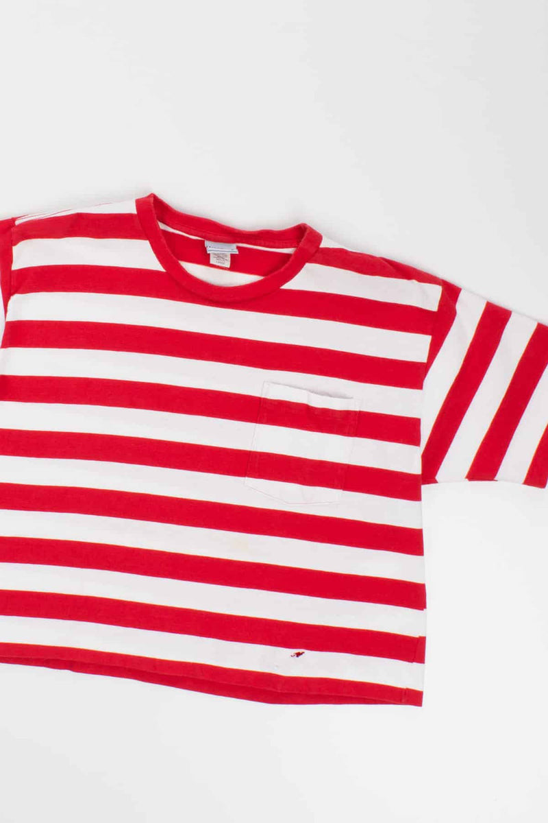 Red Striped Cropped Pocket Tee – Ragstock