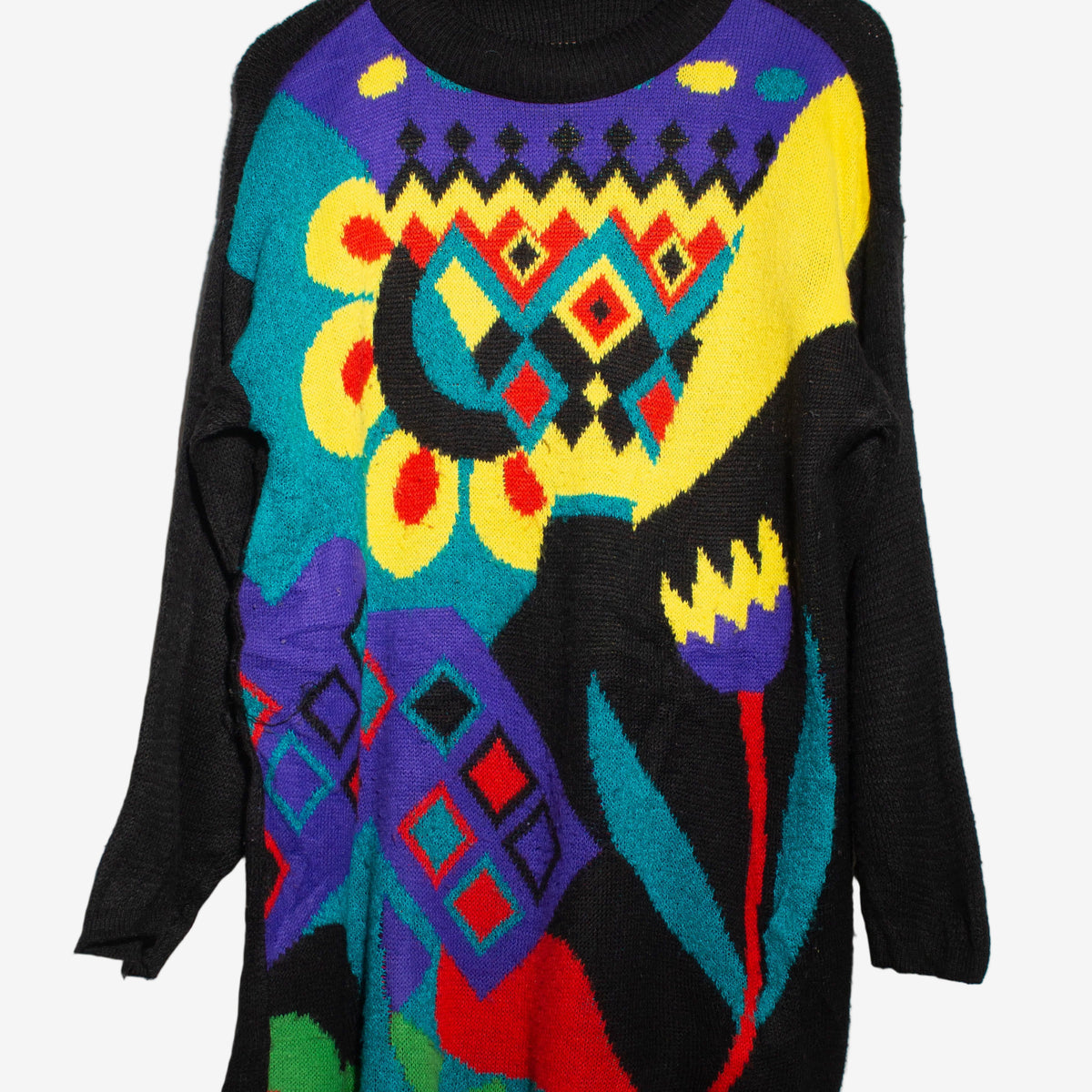 Vintage Abstract Floral Sweater Dress (1980s) – Ragstock