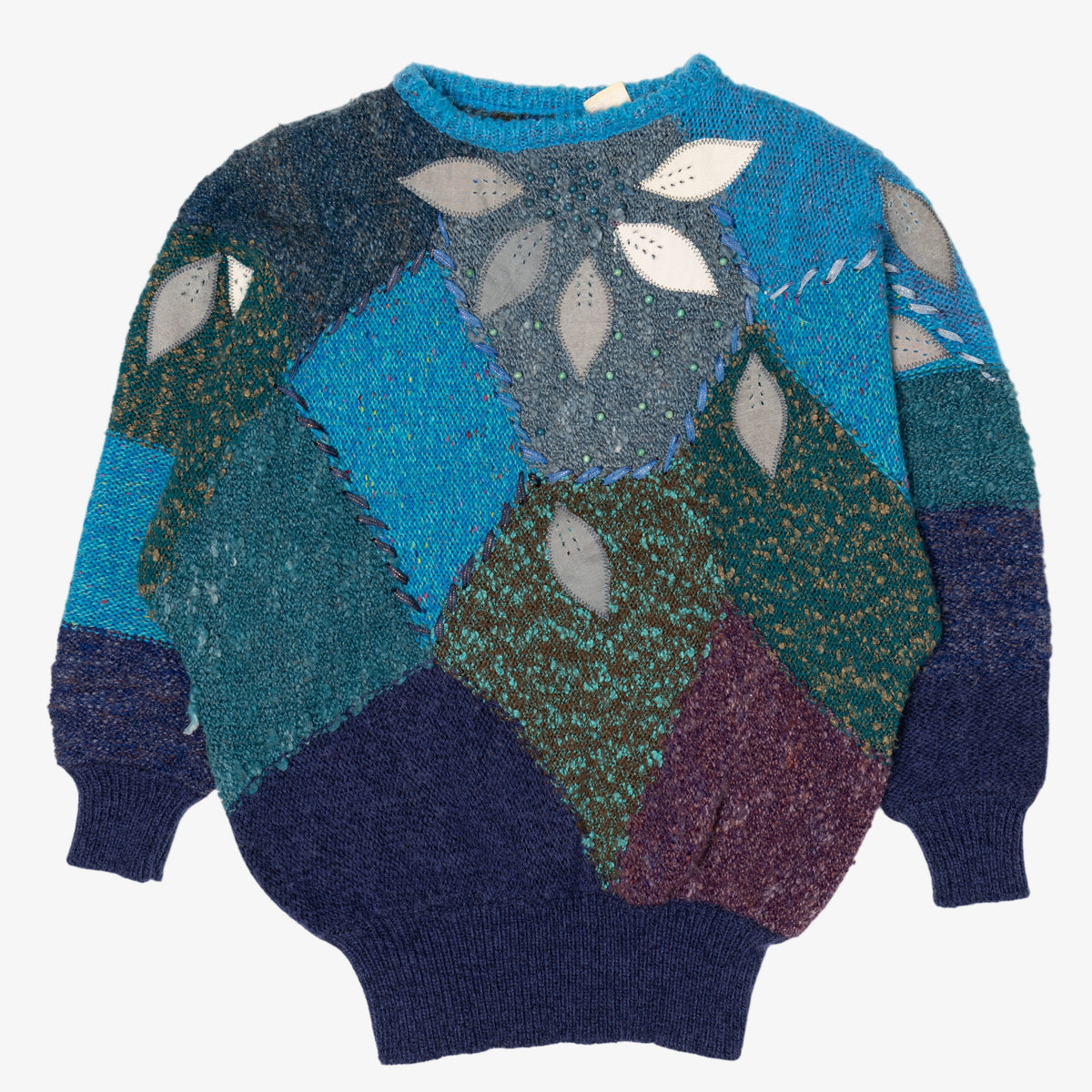 Vintage Mariea Kim Patchwork Abstract Embellishments Sweater (1980s ...