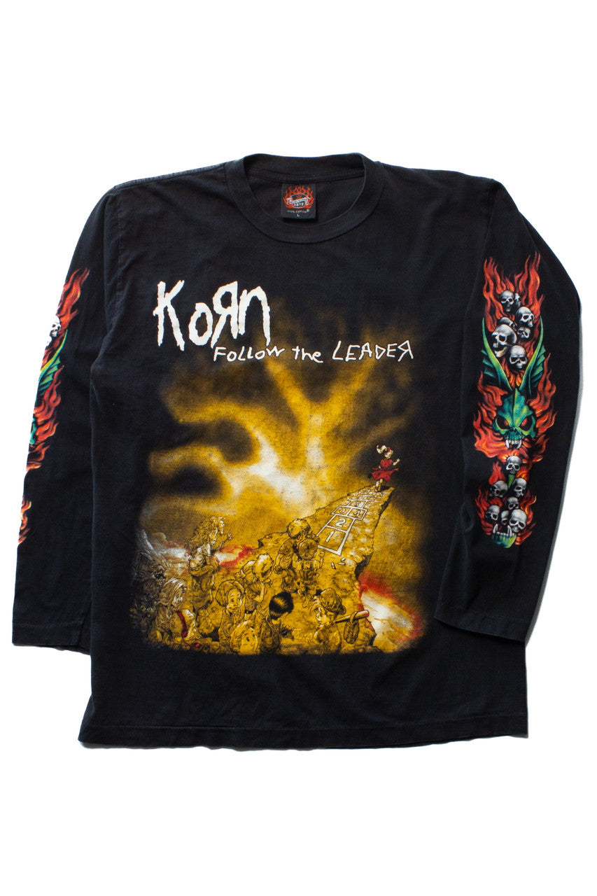 Vintage Korn Follow The Leader Long Sleeve T-Shirt (1990s Vintage Korn Follow The Leader Long Sleeve T-Shirt (1990s