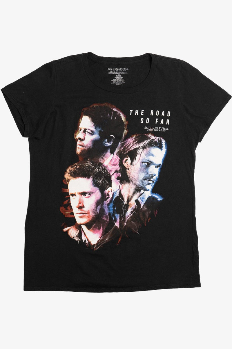 Recycled Supernatural Sam Dean & Castiel "The Road So Far" T-Shirt ...