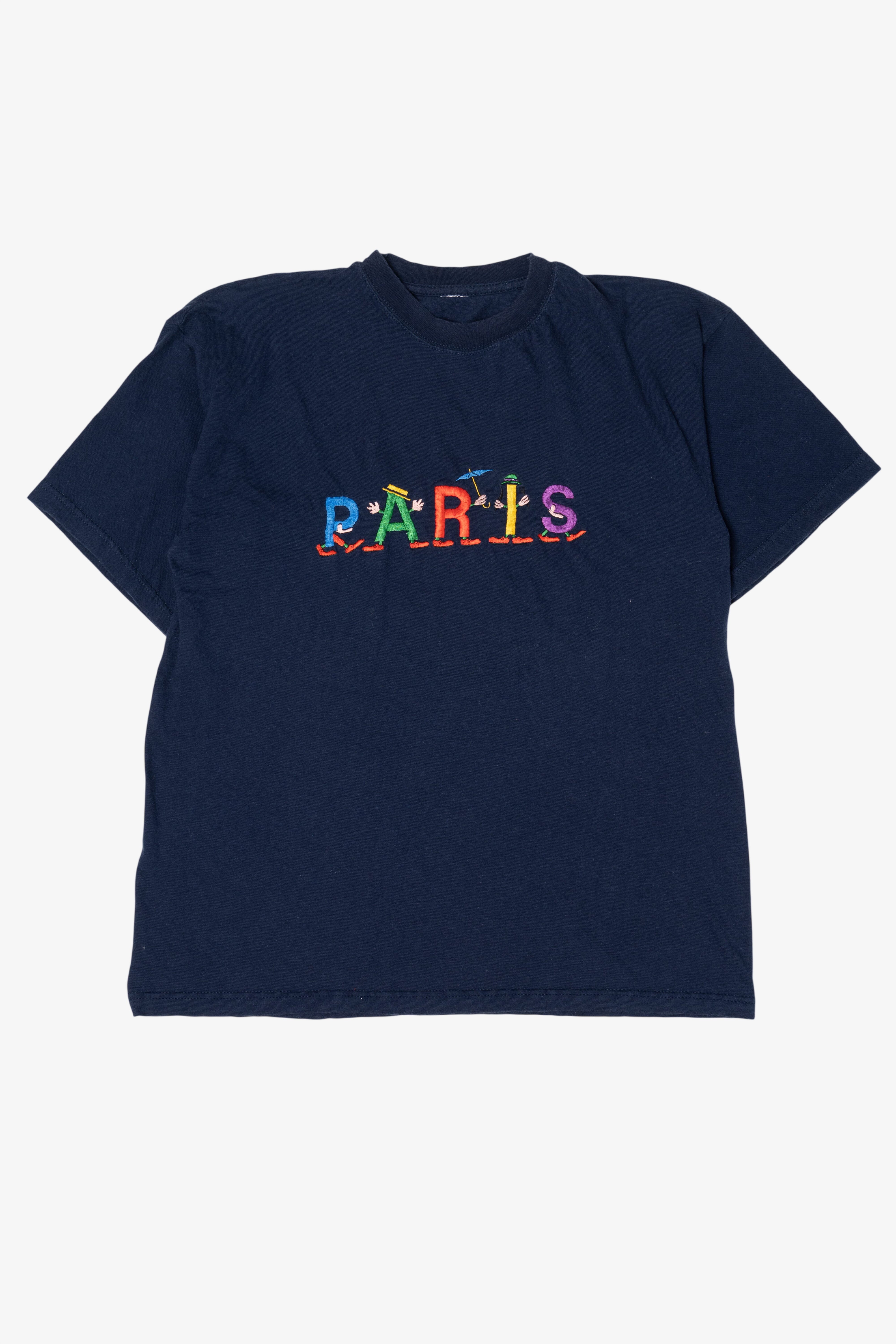 Embroidered "Paris" Characterized Letters T-Shirt – Ragstock
