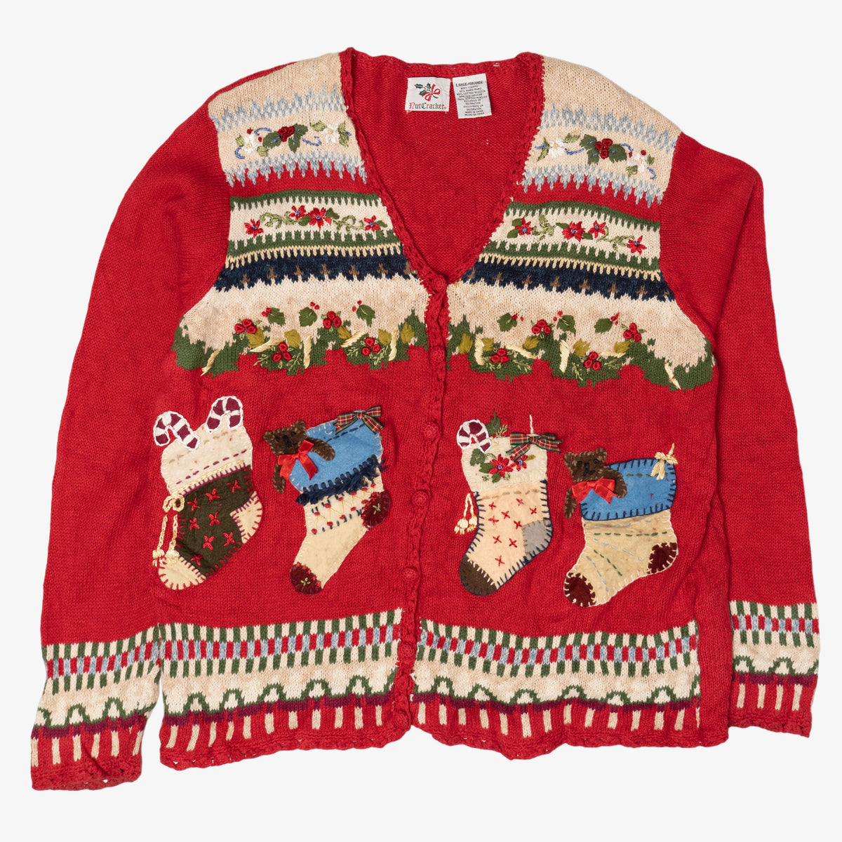 Vintage Nutcracker Stockings Ugly Christmas Sweater (1990s) – Ragstock