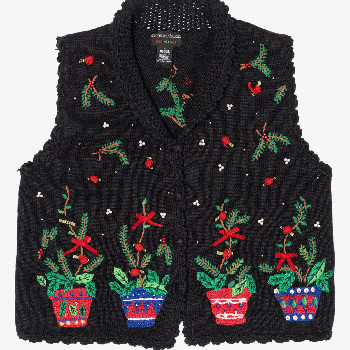Vintage Black Hampshire Studio Holly Ugly Christmas Vest (1990s) – Ragstock