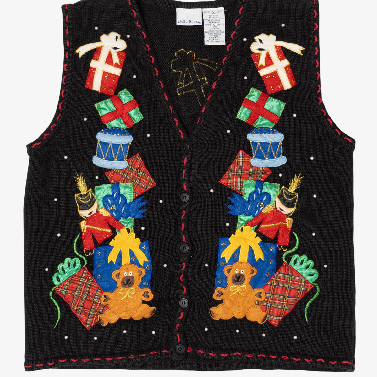 Vintage Black Bobbie Brooks Presents Ugly Christmas Vest (1990s) – Ragstock
