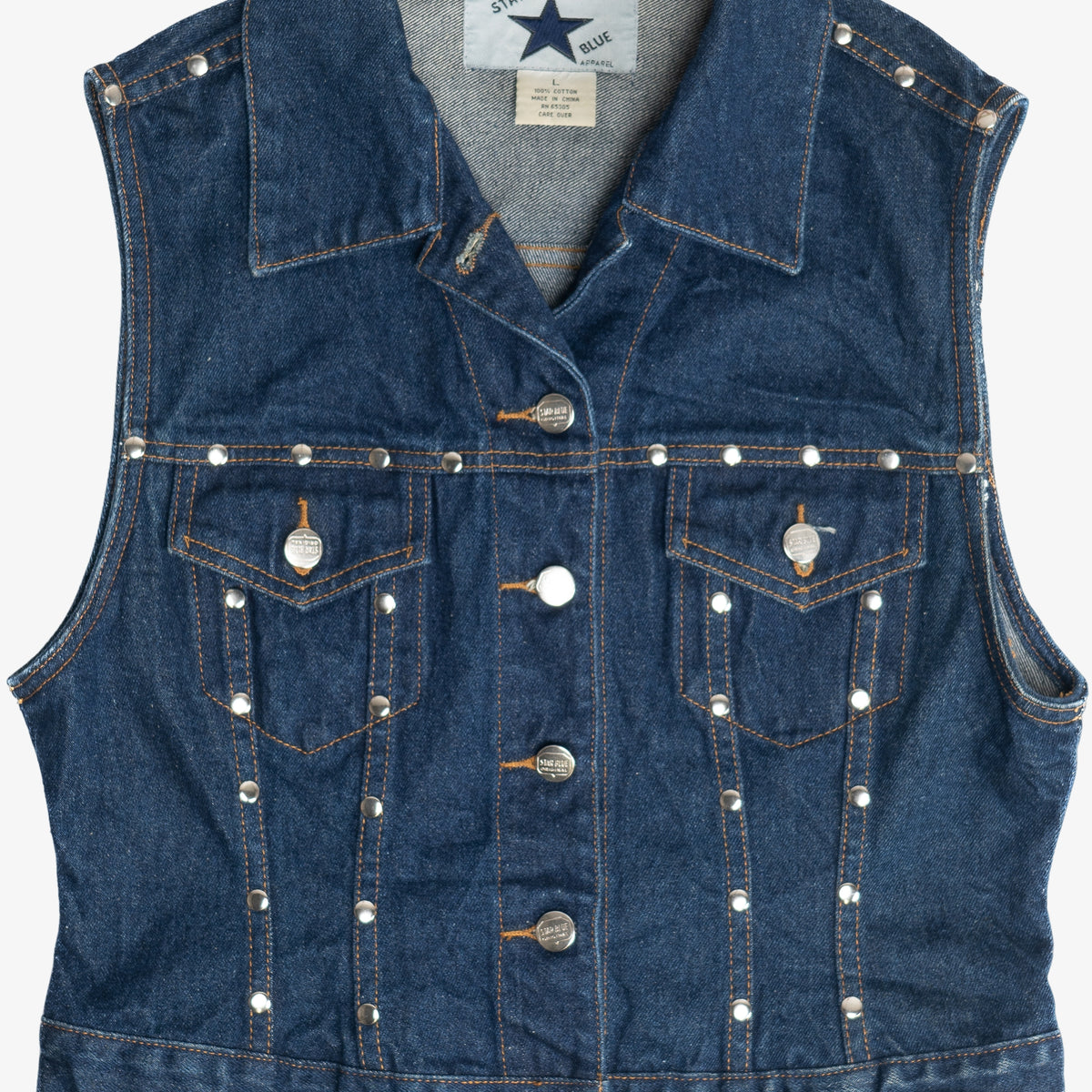 Vintage Star Blue Apparel Studded Denim Vest (2000s) – Ragstock