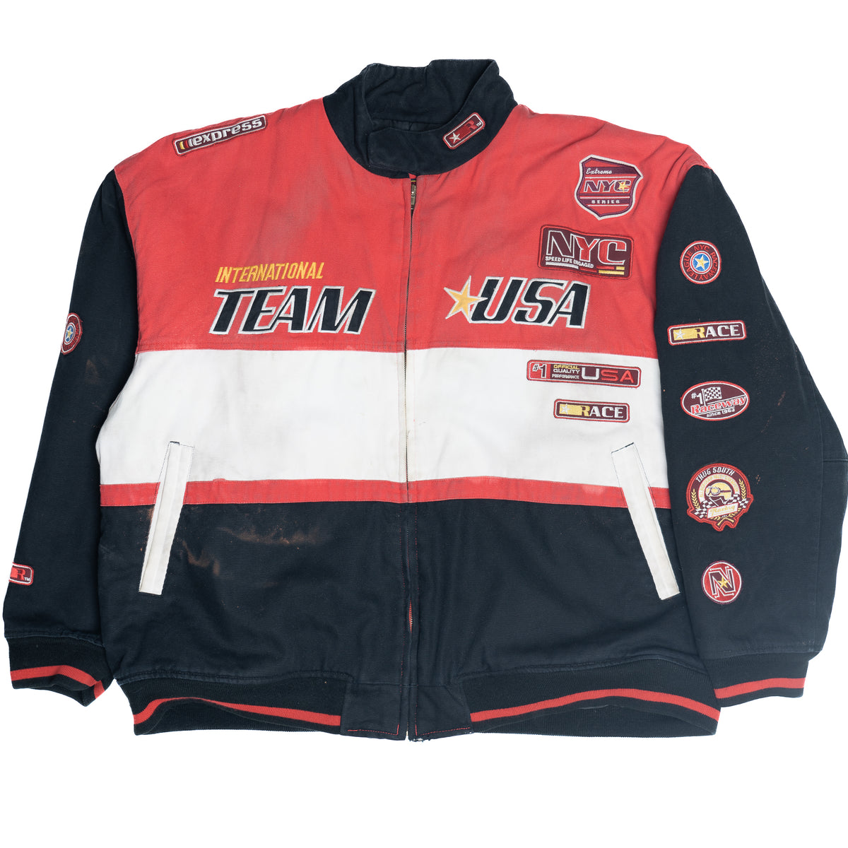 Vintage Thug South "Team USA" Embroidered Patches Heavyweight Racing J ...