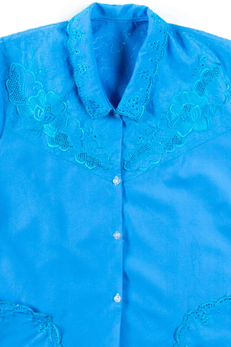 Blue Floral Embroidered Blouse – Ragstock