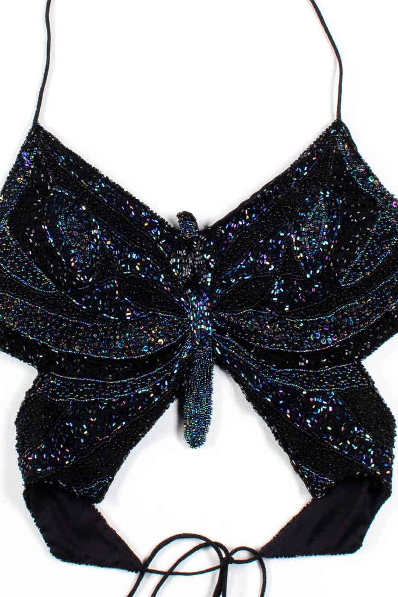 Black Beaded Butterfly Bralette – Ragstock