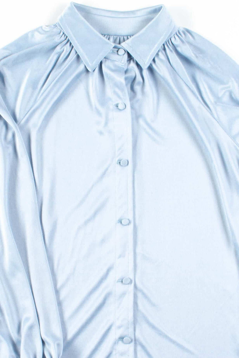 Shiny Blue Button Up Blouse – Ragstock