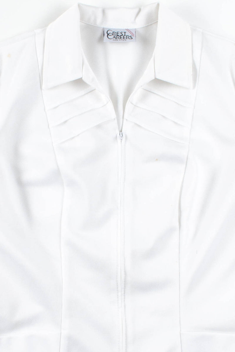White Zip Up Uniform Top – Ragstock