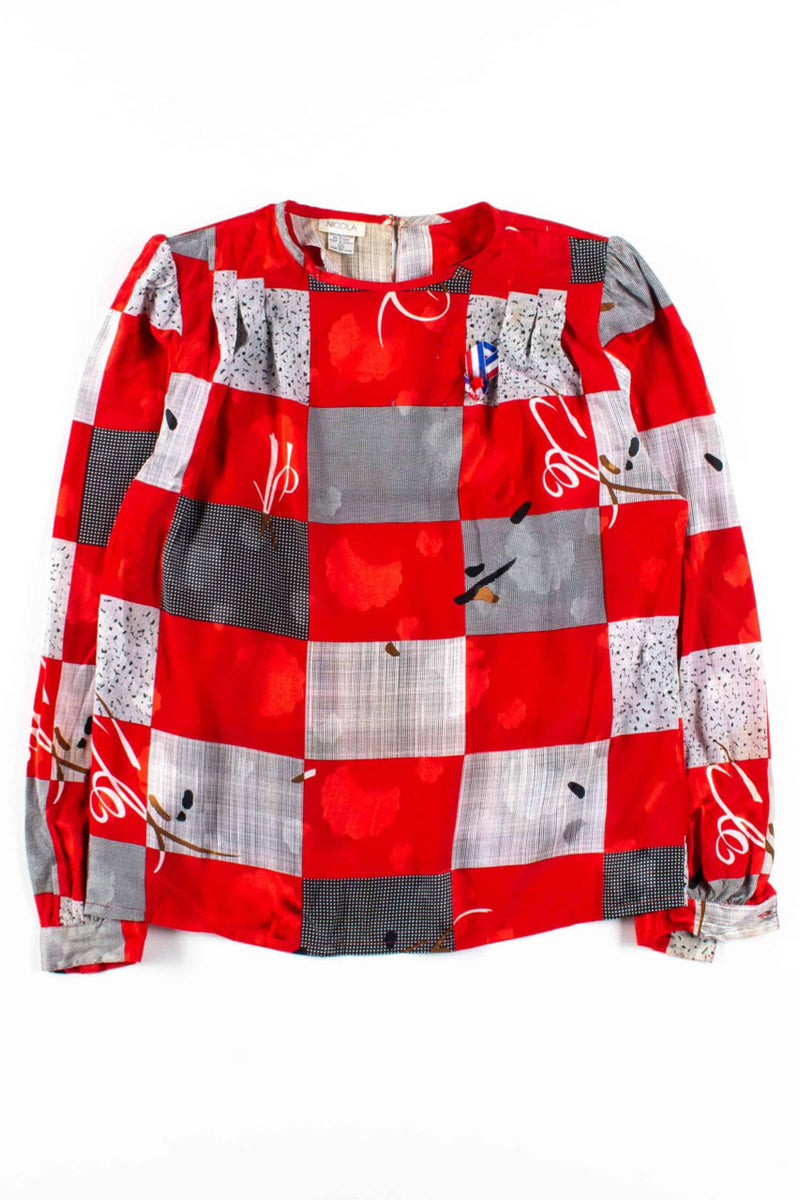 Abstract Red Squares Vintage Blouse – Ragstock